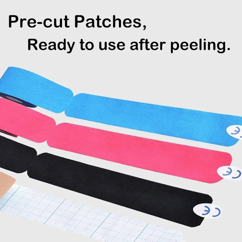 NEENCA 5cmX 5M Pre Cut Kinesiology Tape Elastic Exercise Muscle Patch ...