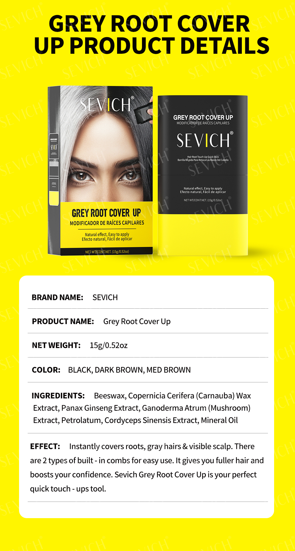 SEVICH Waterproof Hair Color Stick For White Hair Not Easy to Fade ...