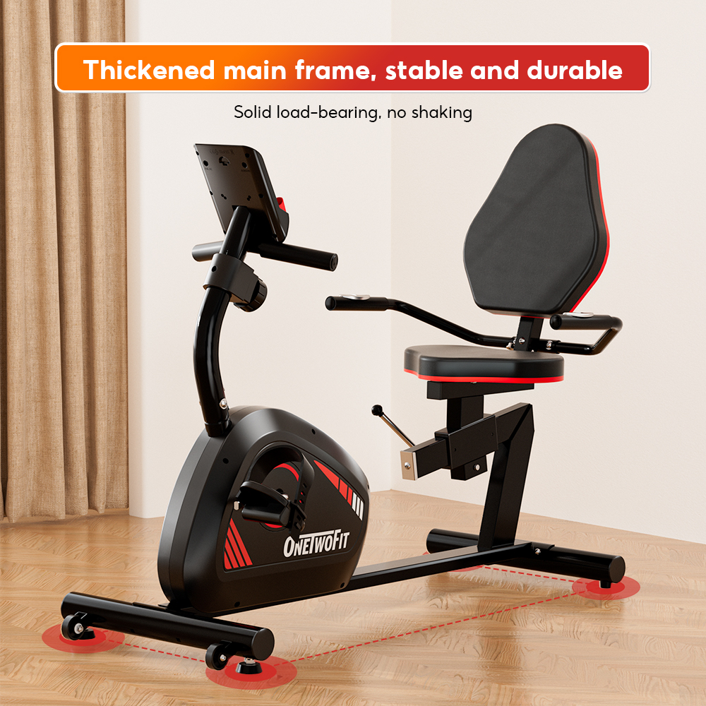 OneTwoFit Recumbent Bike Aerobic Exercise Bike Adjustable Seat Exercise ...