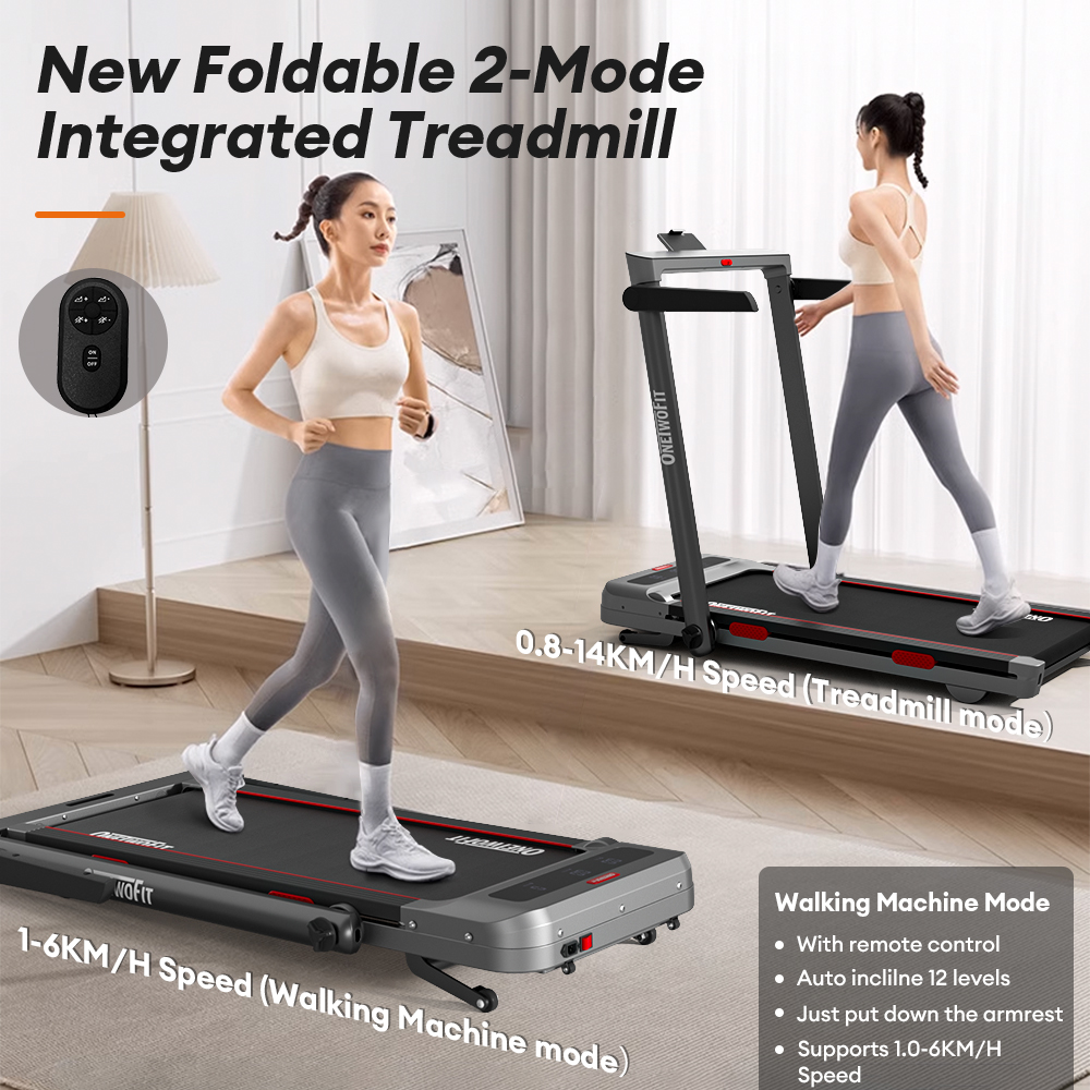 OneTwoFit 2 IN 1 Electric Treadmill 3.0HP Auto Incline Multifunction ...