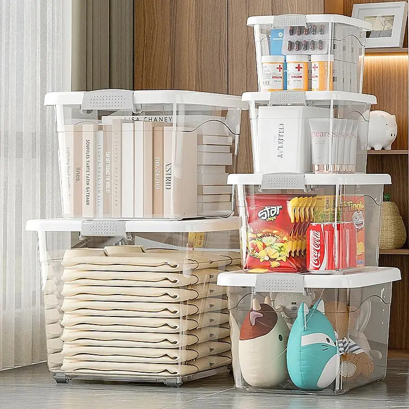 Transparent Sundries Clothes Toys Storage Box Home Stackable Organizer ...