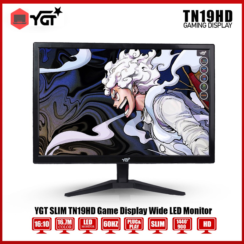 YGT SLIM Led Monitor 19/20/21/24/27 Inch Game Display Wide FHD 1080P PC ...