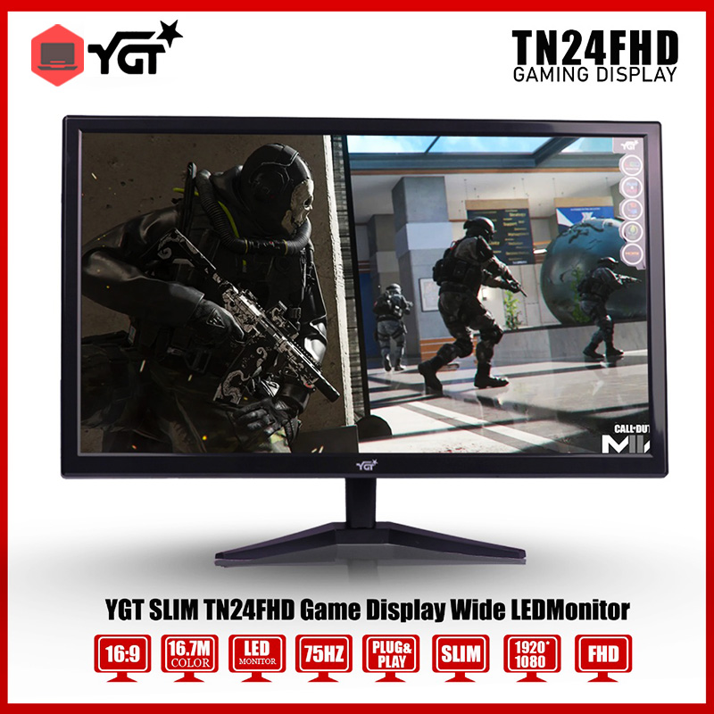 YGT SLIM Led Monitor 19/20/21/24/27 Inch Game Display Wide FHD 1080P PC ...