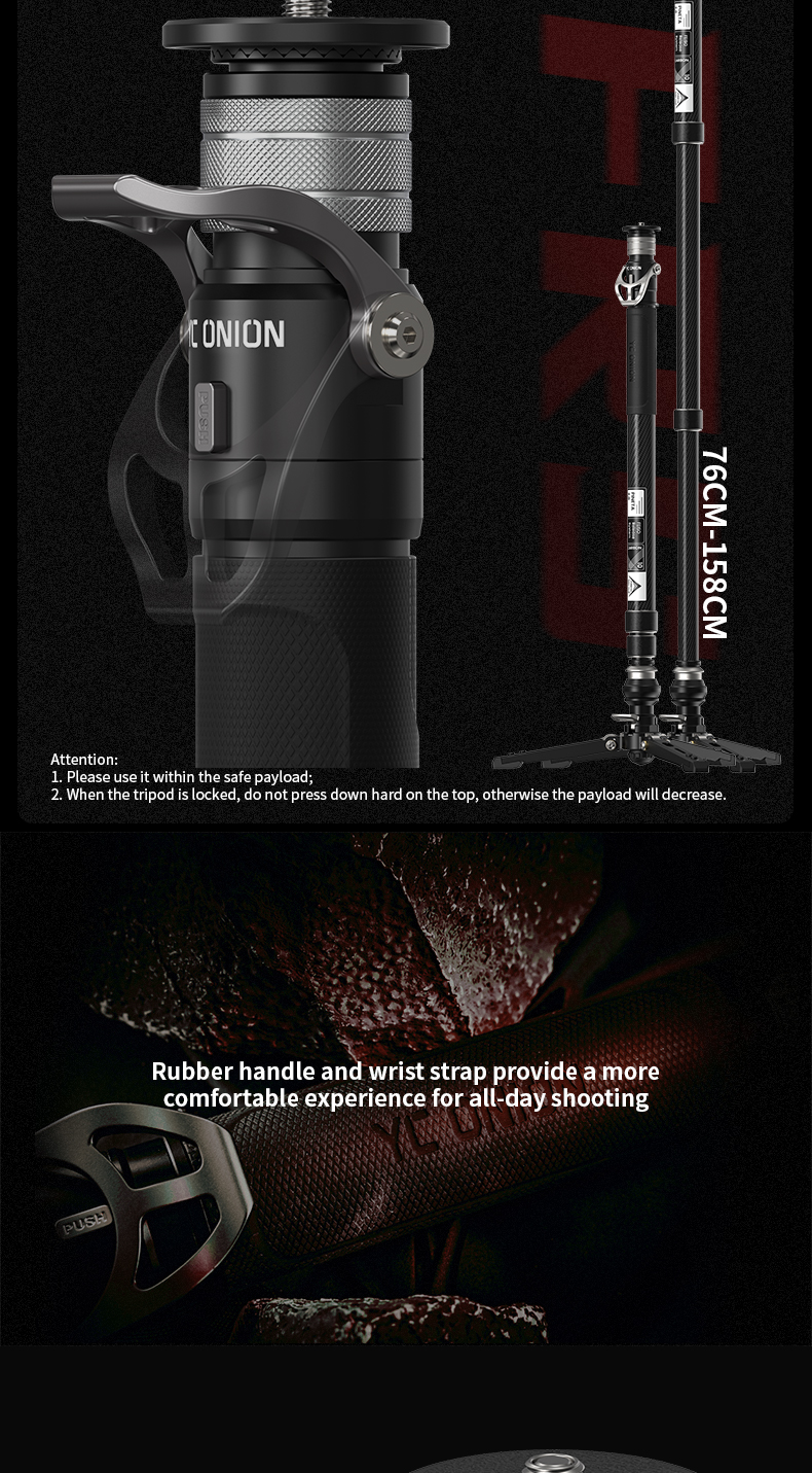 YC ONION PINETA Carbon Fiber Monopod 2.0 One-touch extension portable ...