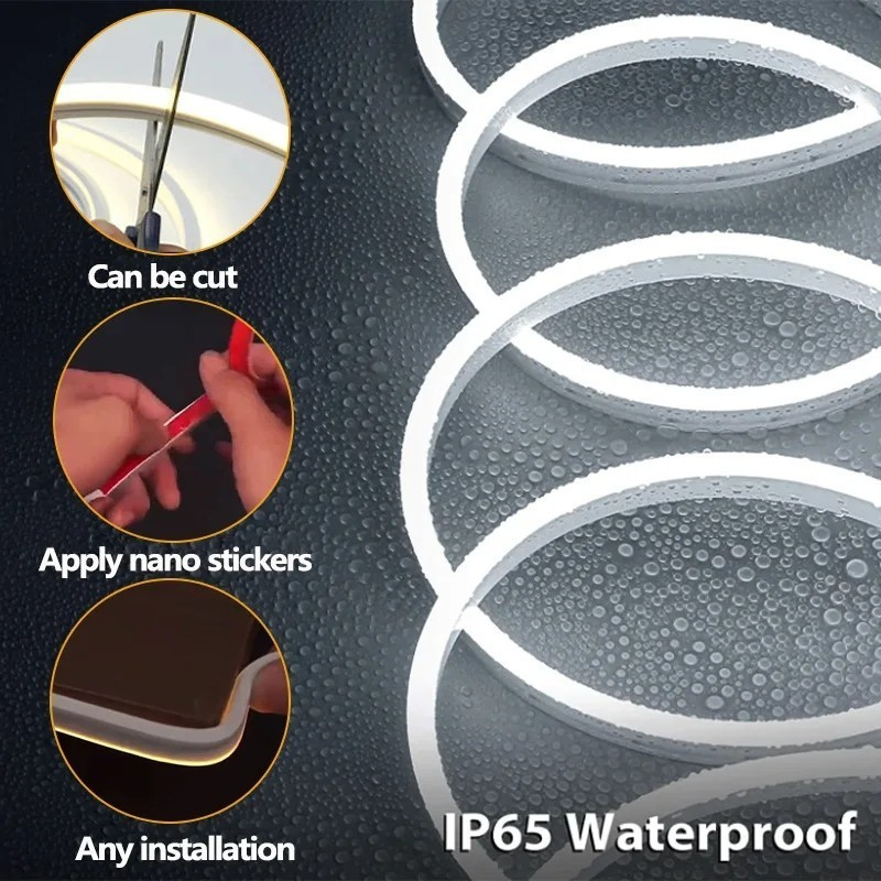 LED 12V Neon Flexible Christmas Lights Strip Lights With Adapter 1m 2m ...