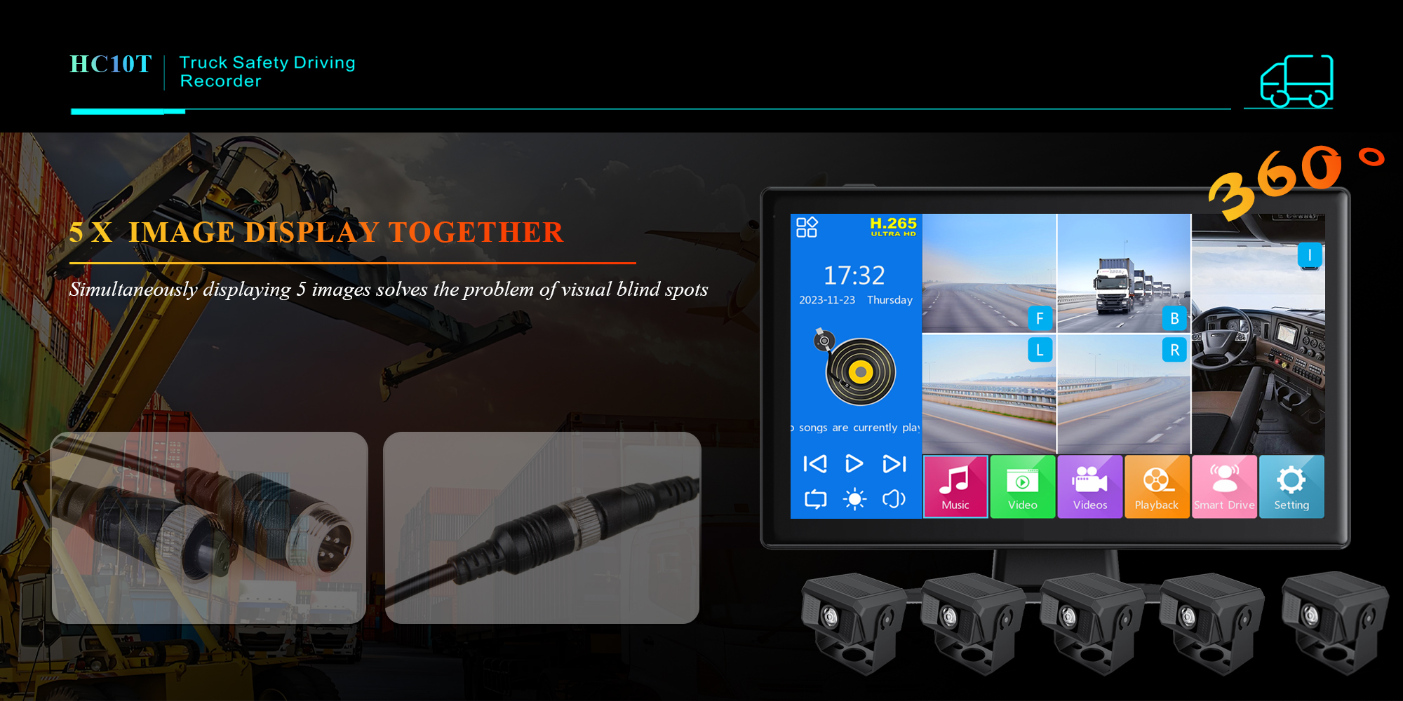 10 Inch carplay Monitor Truck Lorry 360 Degree Driving AHD Camera 5 ...