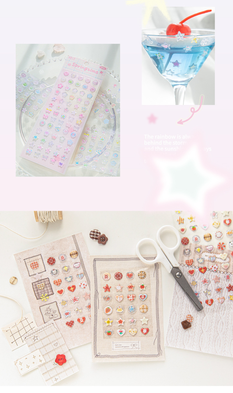 Ohaya | Epoxy Sticker Cream Button High Transparent Sticker 3d All-Match Material Handbook diy ...