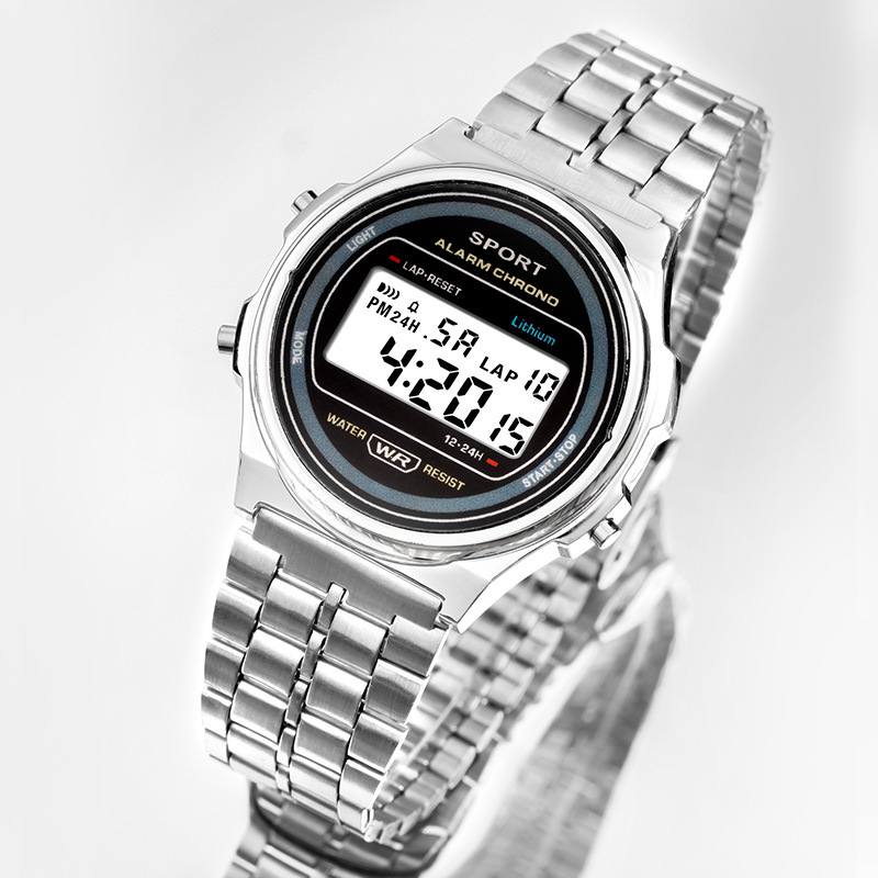 Unisex Ultra-Thin LED Digital Watch, Multi-Function Stainless Steel ...