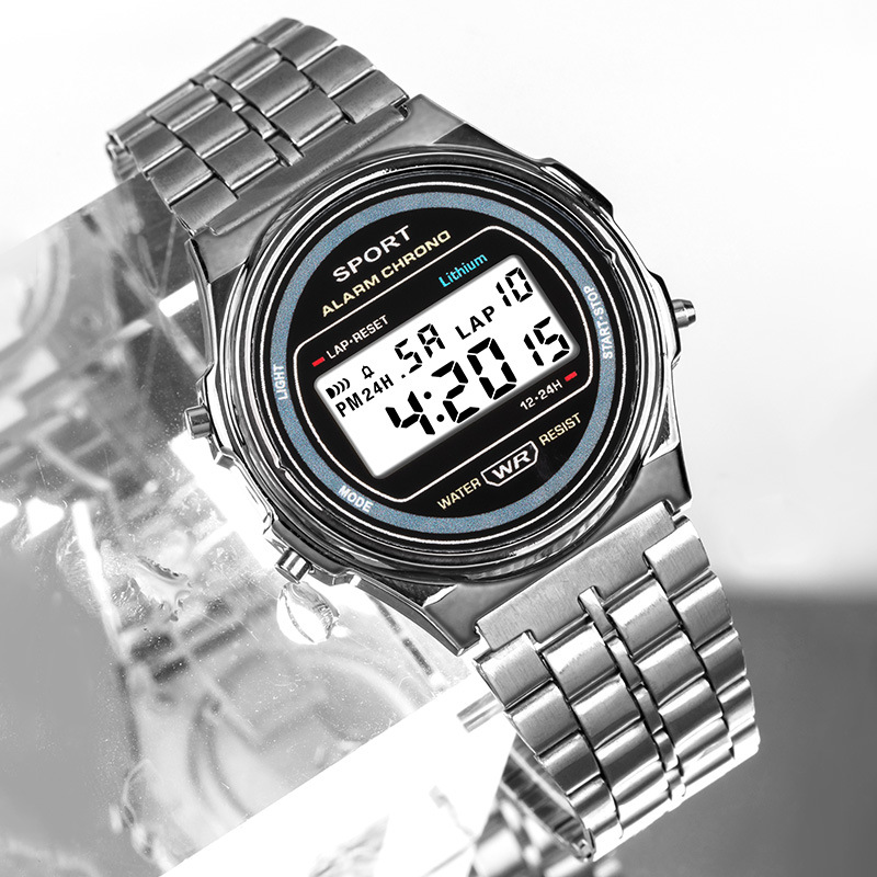 Unisex Ultra-Thin LED Digital Watch, Multi-Function Stainless Steel ...