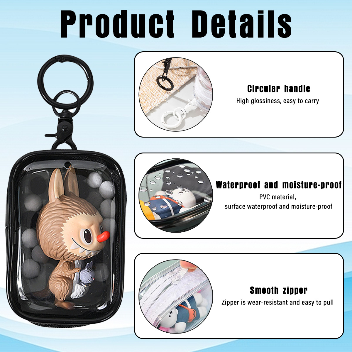 Clear Doll Display Bag Dustproof Collectibles Storage Case Keychain ...