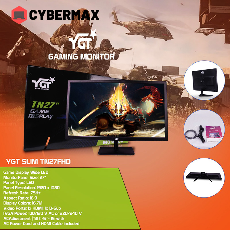 YGT SLIM FHD 19" 20" 21" 24" 27" Led Monitor 1080P 60Hz/75Hz PC Monitor ...