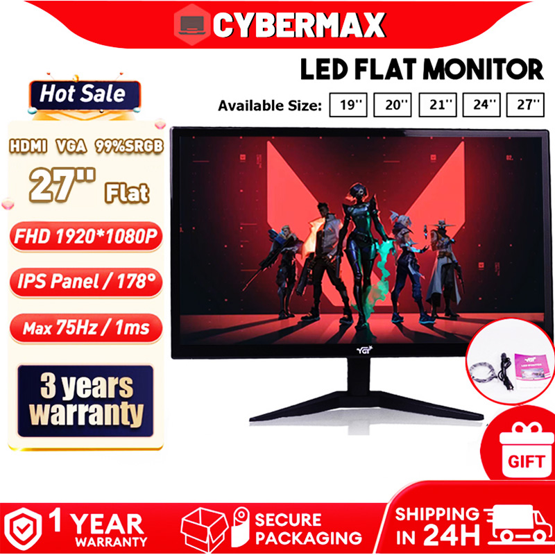YGT SLIM FHD 19" 20" 21" 24" 27" Led Monitor 1080P 60Hz/75Hz PC Monitor ...