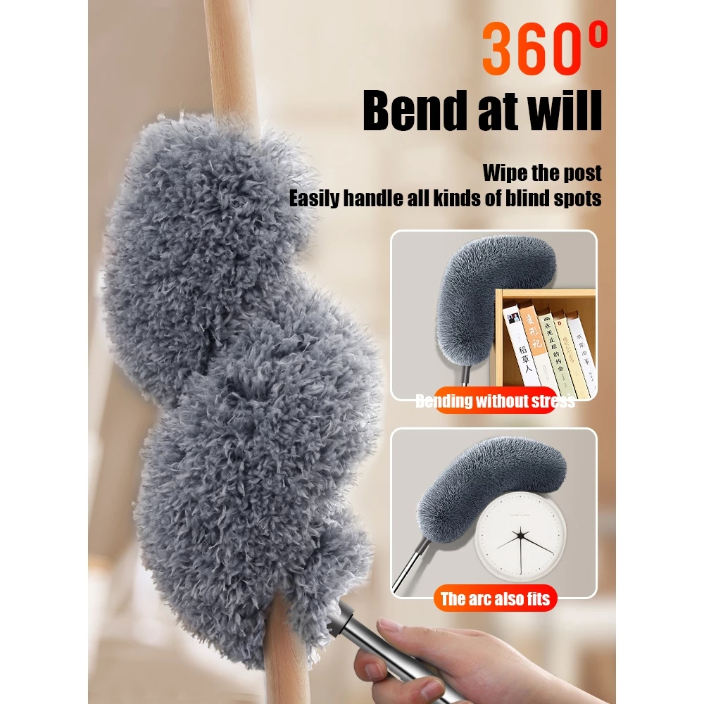 Brush Adjustable Telescopic Bending Duster feather duster cleaning Long Handle 280cm Household ...
