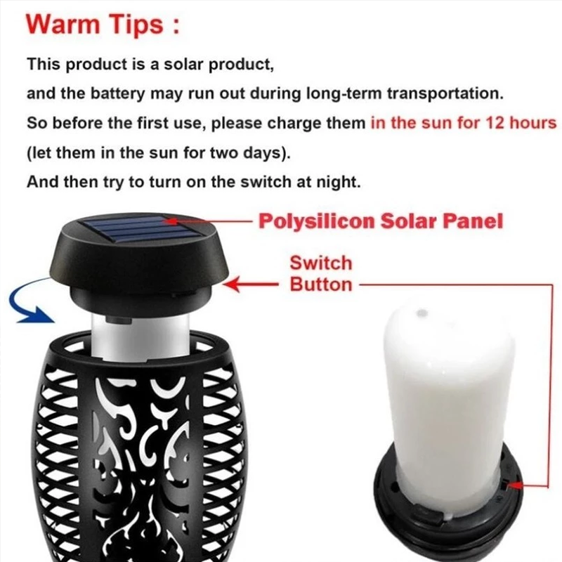 Solar Flame Light LED Cemetery Graveyard Churchyard Dusk to Dawn Auto ...