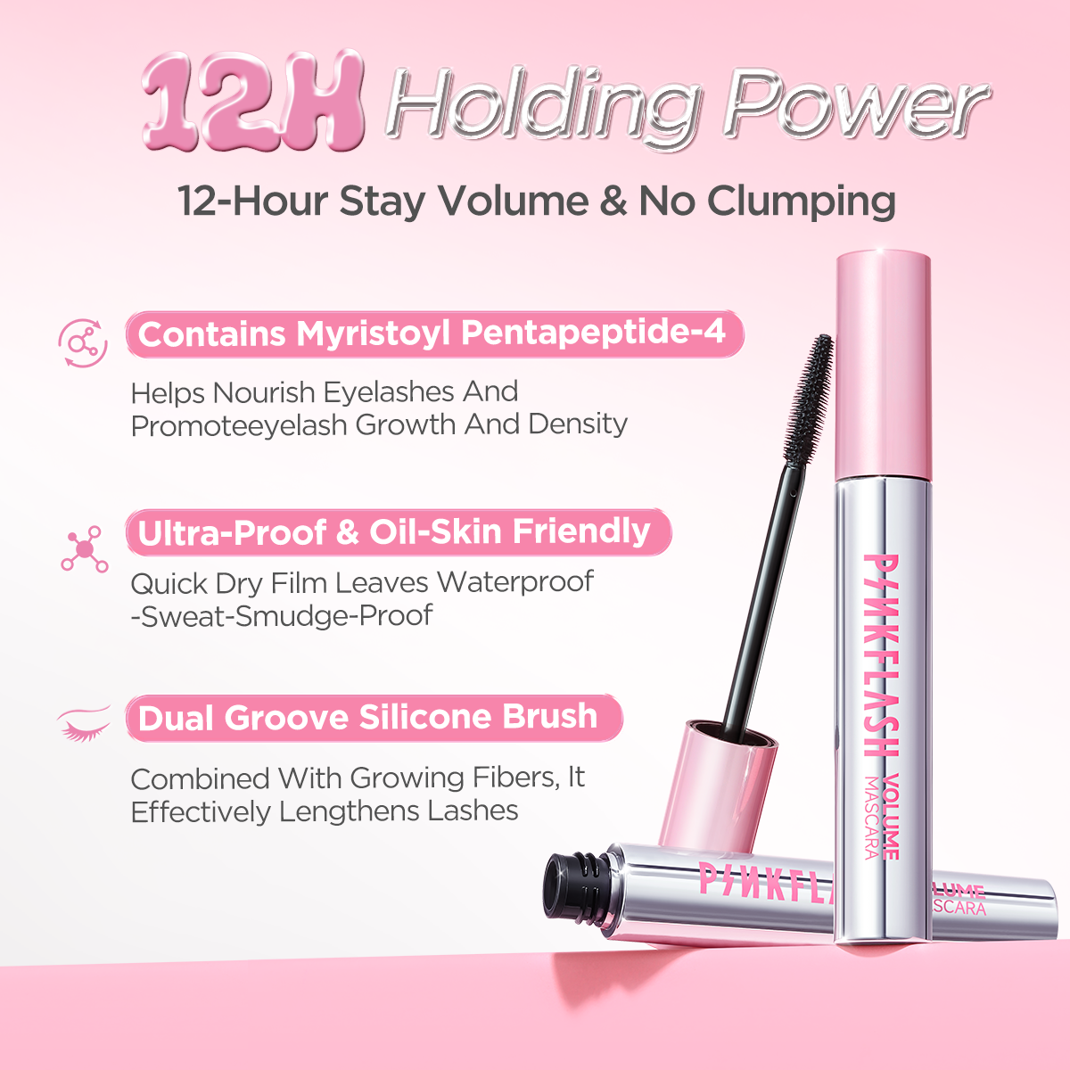 PINKFLASH Oil Combat Ultra-Proof Volume Mascara waterproof, sweatproof ...