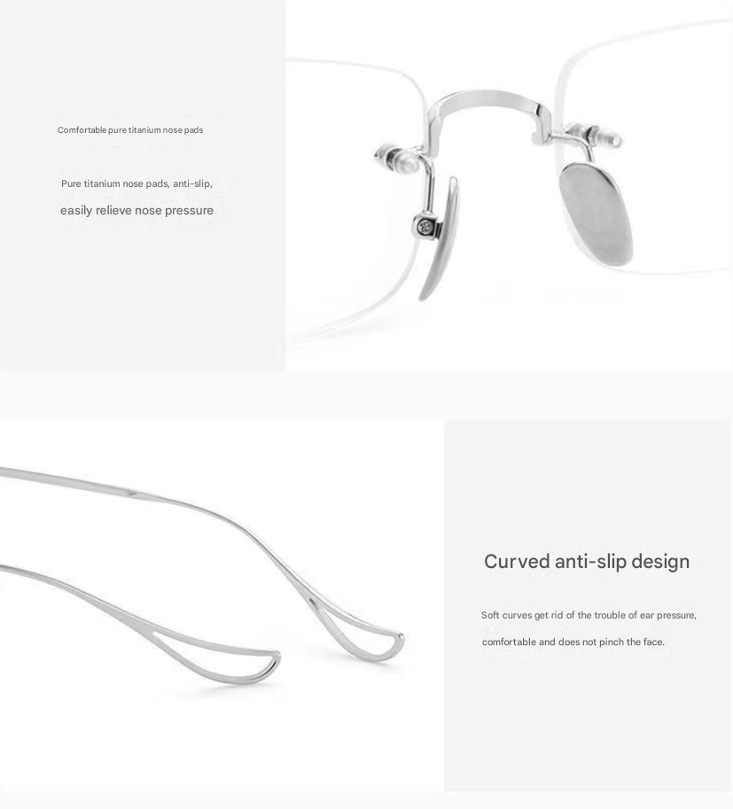 Photochromic Anti-Radiation Glasses - Metal Rimless Rectangle Frame for ...
