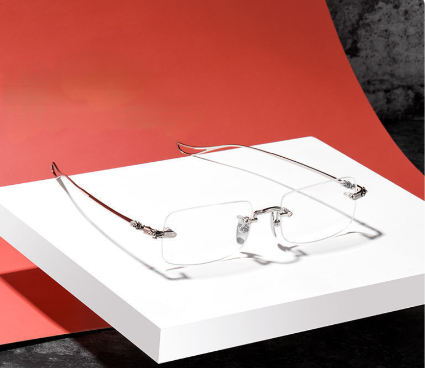 Photochromic Anti-Radiation Glasses - Metal Rimless Rectangle Frame for ...