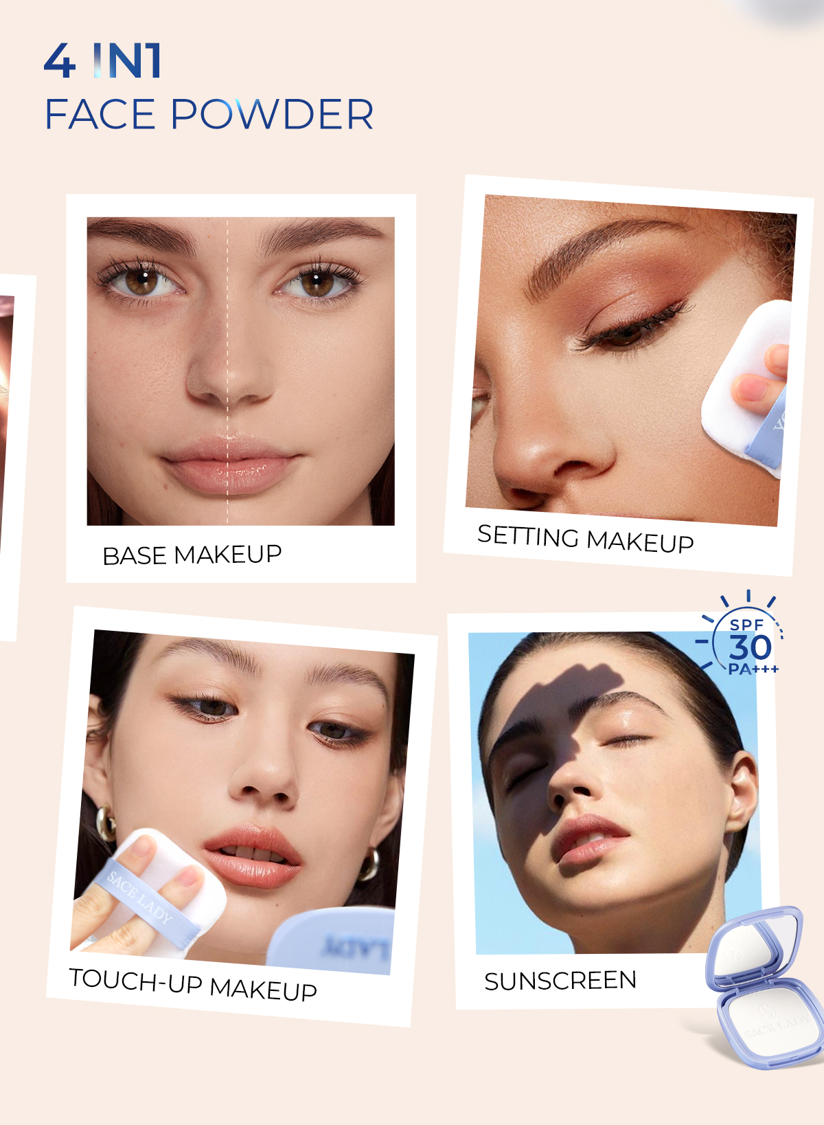SACE LADY Oil Control Face Powder SPF 30 PA+++ Waterproof Flawless ...