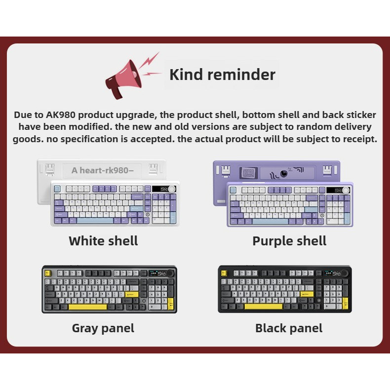 【Local Delivery】AJAZZ AK980 Wireless RGB English Mechanical Keyboard with Screen (Customizable ...