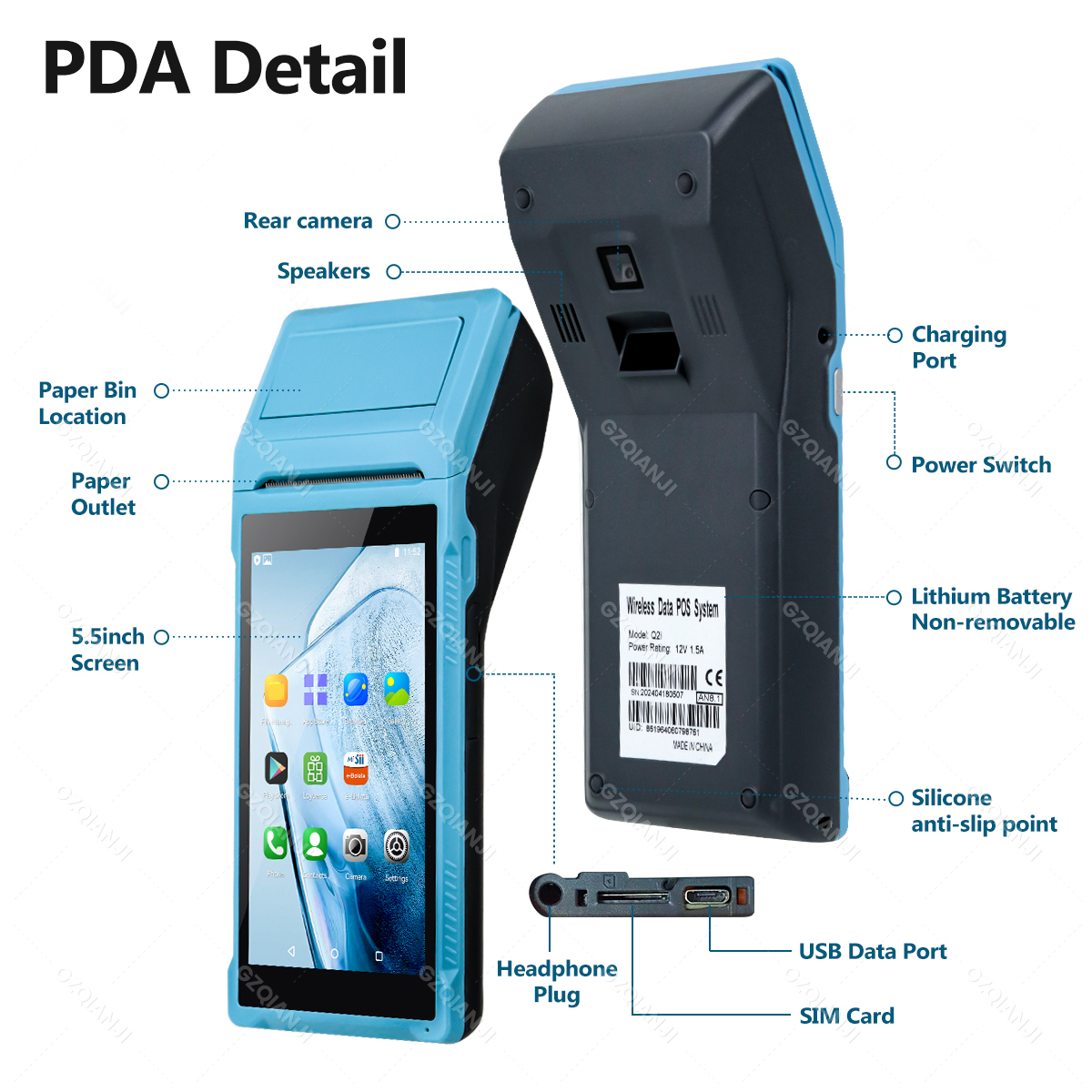 Android 8.1 Portable POS PDA Smart Invoice Printer Terminal Wireless ...