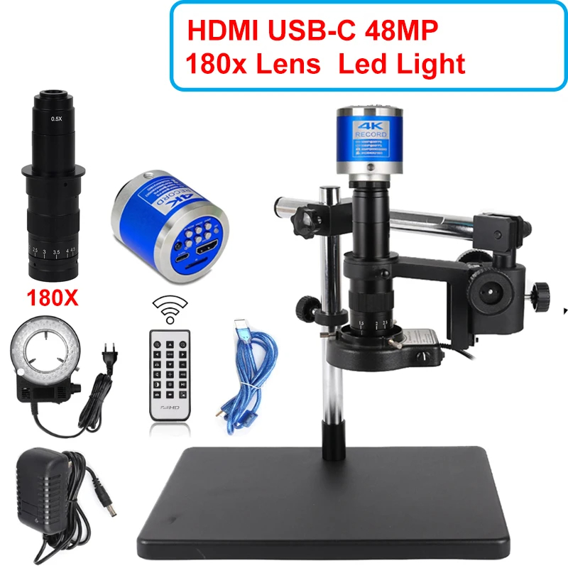 YIZHAN 4K Feature HD Video Microscope 1-180X Continuous zoom C-Mount ...