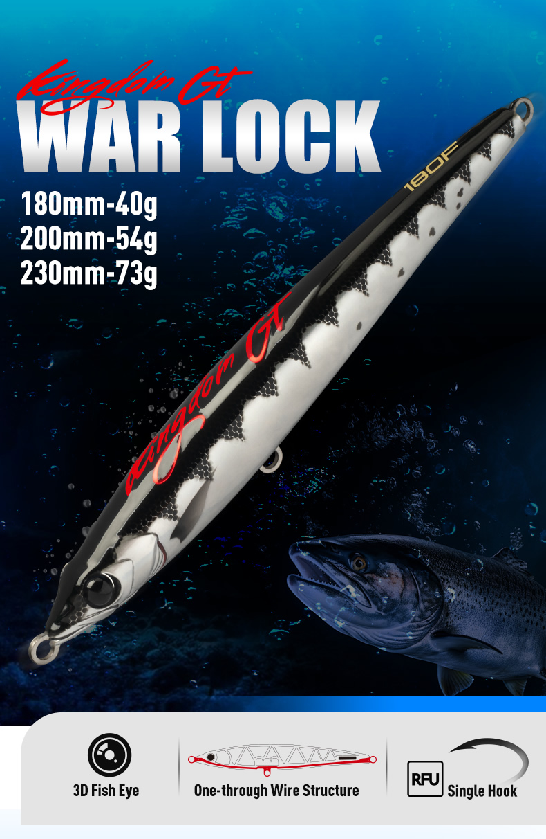 Kingdom WAR LOCK Sea Fishing Lures 40g/180mm 54g/200mm 73g/230mm Pencil ...