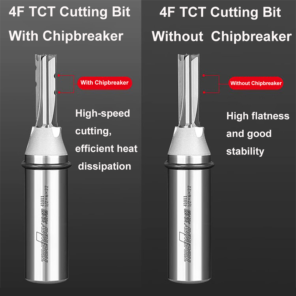 Tideway 4 Flutes TCT Straight Router Bit 4 Blade Cutting CNC Carbide ...