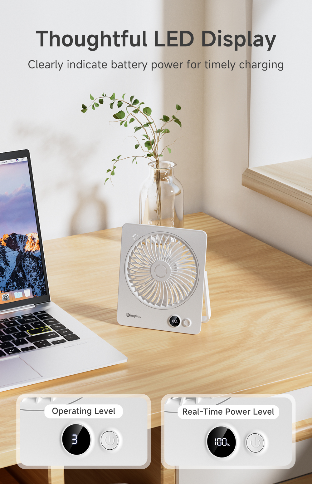 Simplus Compact Desktop Fan Type-C Rechargeable Portable Aroma Diffuser ...