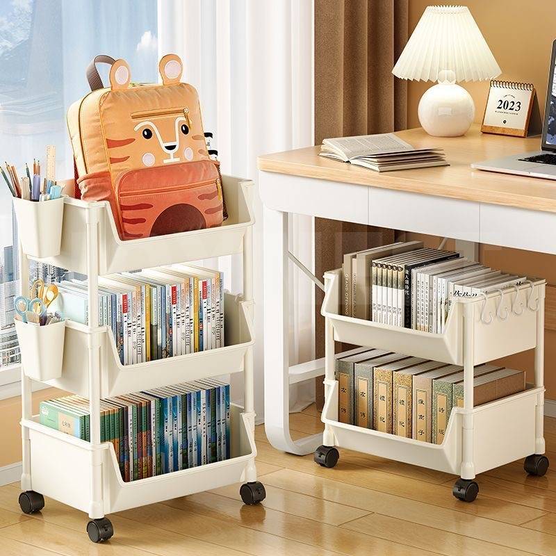 JOYNEST 5 Tier Movable Book Shelf Rack With Wheels Multi-Layer Book ...