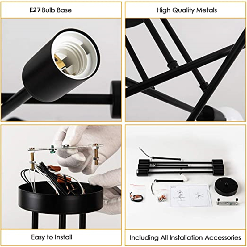 【Free LED Bulb】Nordic 6 Heads Chandelier Ceiling Lights Modern ...