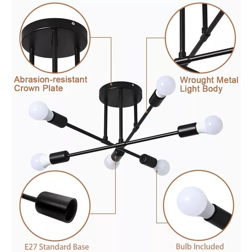 【Free LED Bulb】Nordic 6 Heads Chandelier Ceiling Lights Modern ...