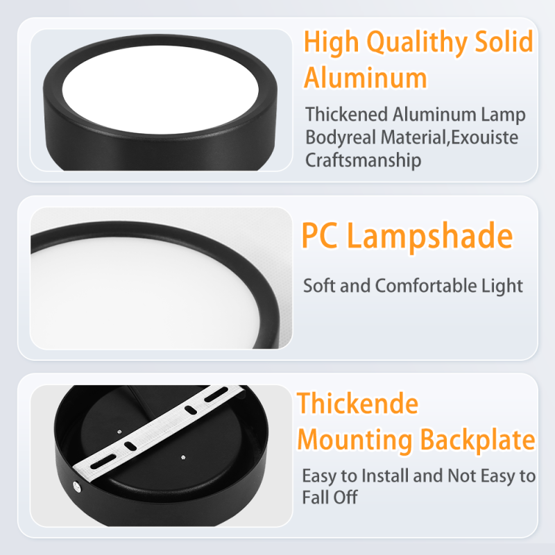 3 Colors Downlight Surface Mounted Ceiling Light Panel Led Light switch ...
