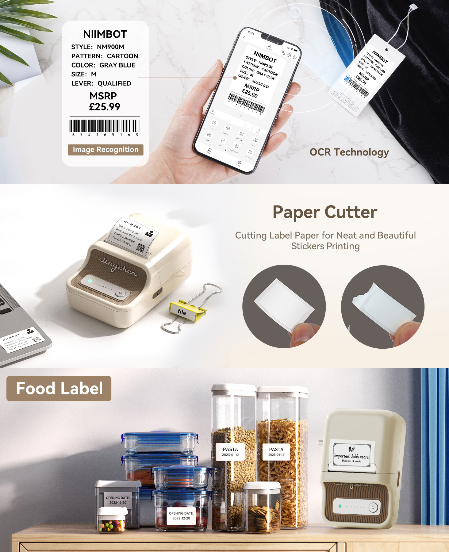 NIIMBOT B21 B1 Inkless Label Printer Portable Bluetooth Thermal Printer ...