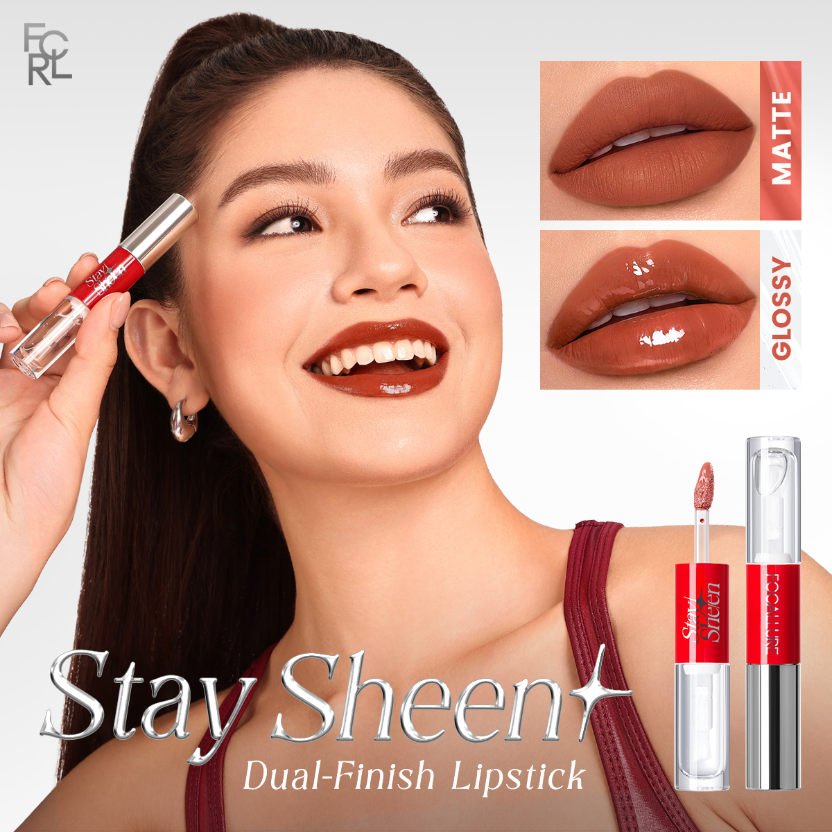 FOCALLURE StaySheen Dual-Finish Matte Lip Tint Lipstick Transfer-proof ...