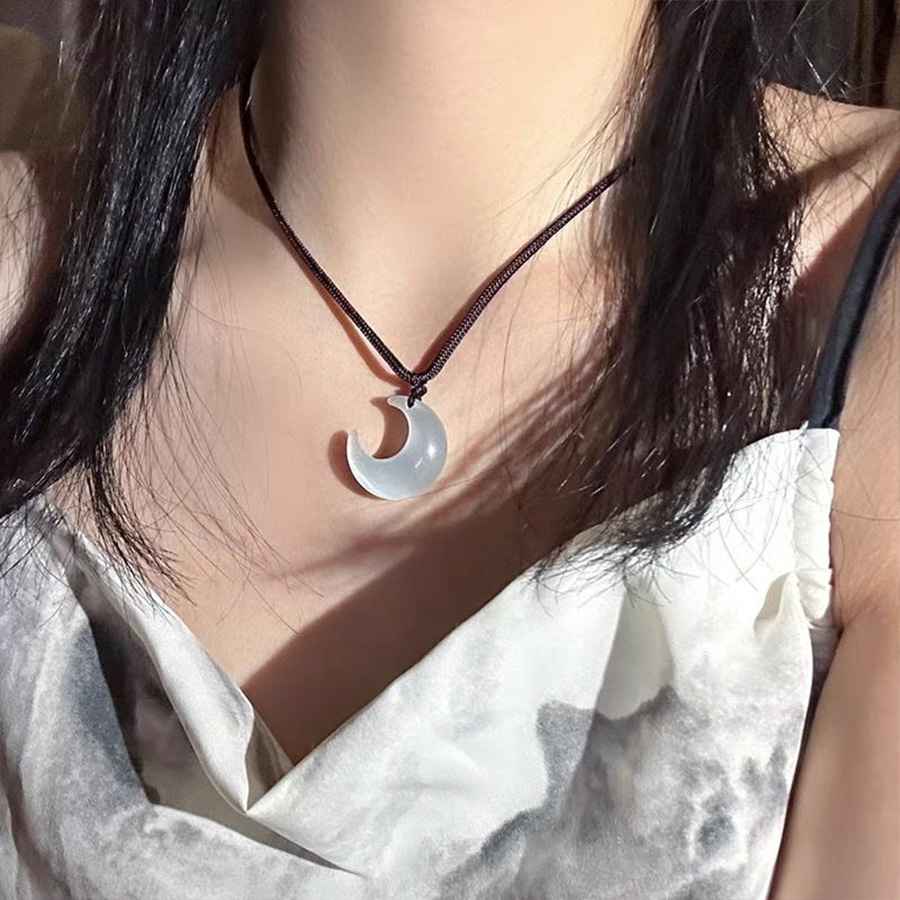 Moonstone Pendant Necklace - Ethereal Moon Collarbone Chain for Women ...