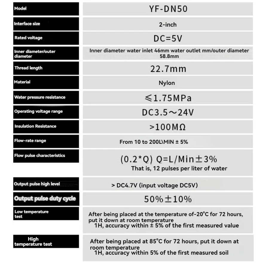 5-200L/MIN YF-DN40 1-1/2 Inch YF-DN50 2 Inch Water Flow Sensor Turbine Flow Meter Hall Sensor ...