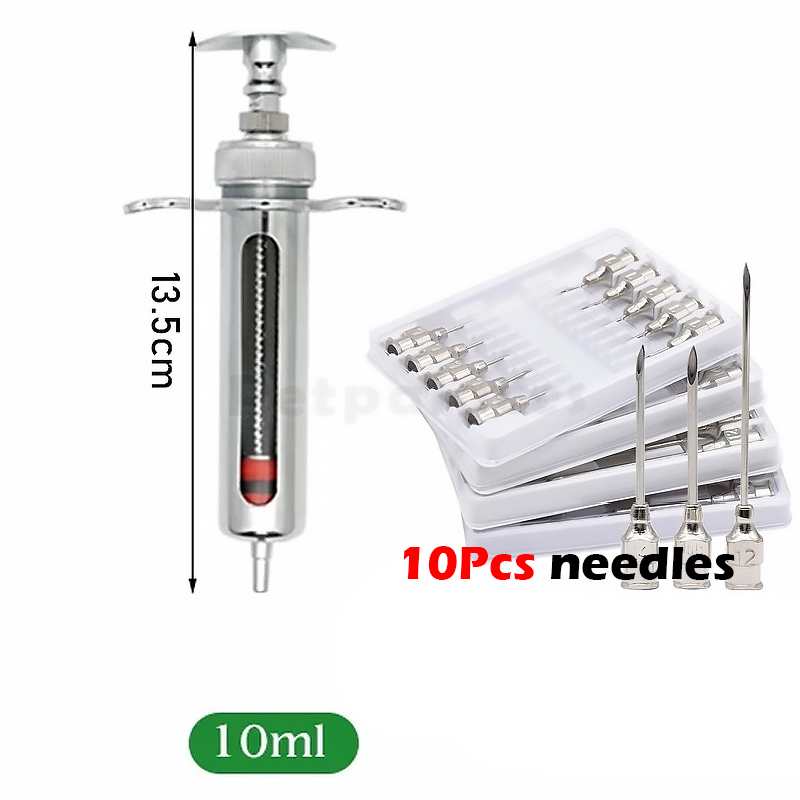 Veterinary Injection Stainless Steel 20ml Reusable Metal Syringe for ...