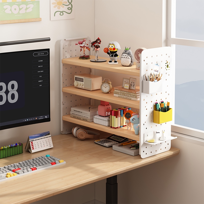 Desktop storage rack desk bookshelf hole board Multi-layer Shelf Board ...