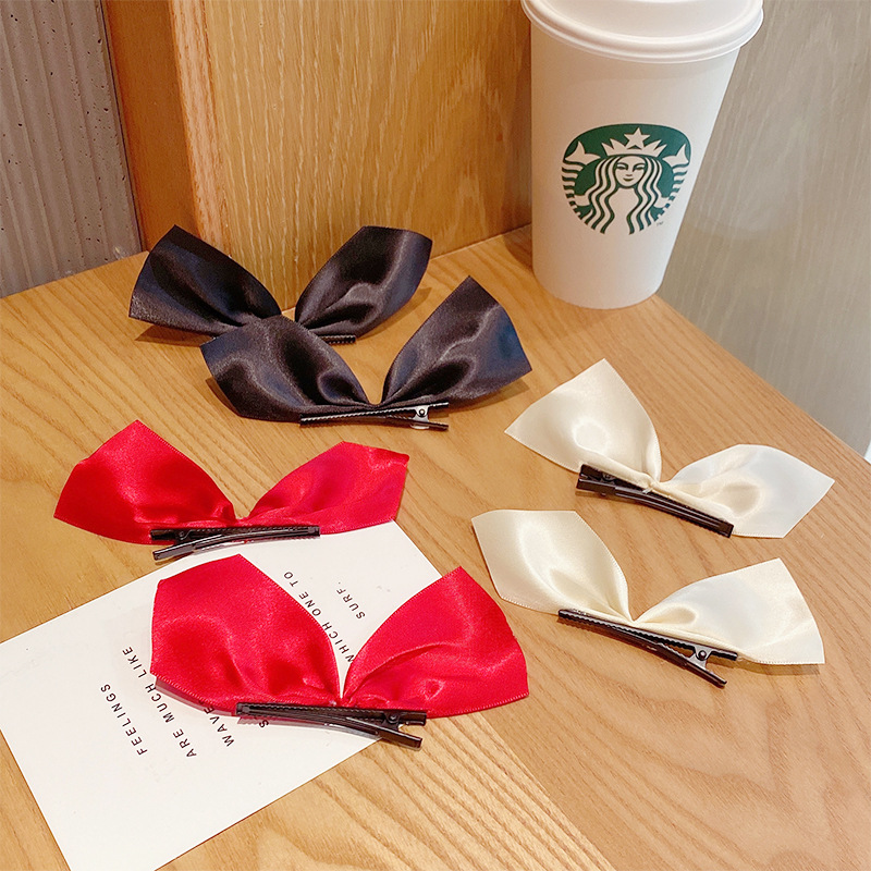 2PCS Korean Bow Hair Clips - Spring Clasp Princess Hairpins for Girls ...