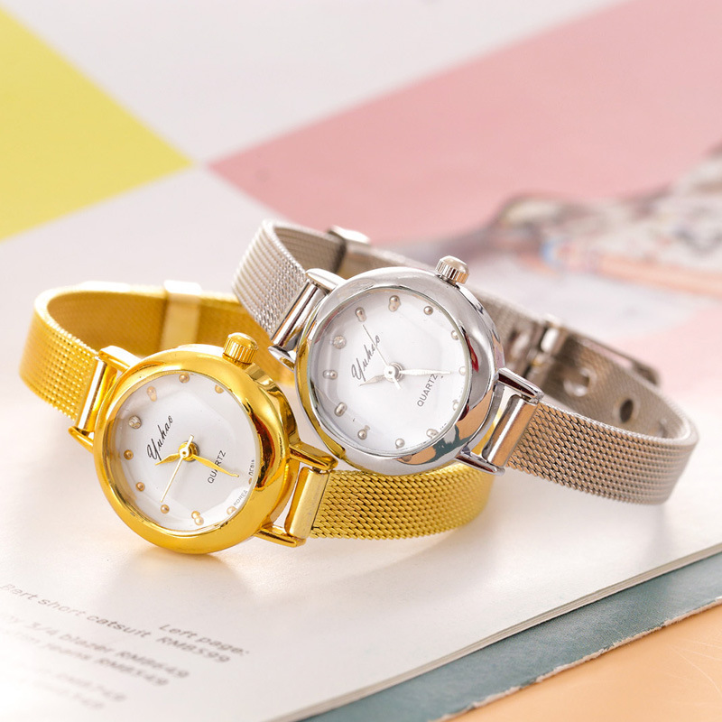 Korean Style Women's Watch - Chic Small Dial Stainless Steel Gold ...