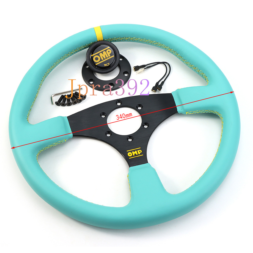 OMP Leather Racing Flat Tiffany Blue Steering Wheel General Motors Steering Wheel 340mm | Shopee ...
