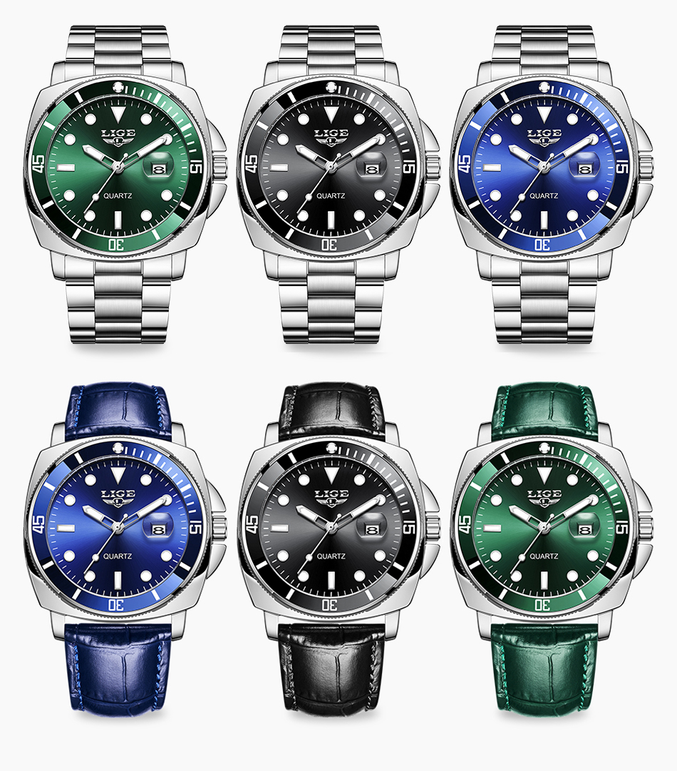 LIGE Official Watch Relo Fashion Outdoor Sports Quartz Watches Steel ...