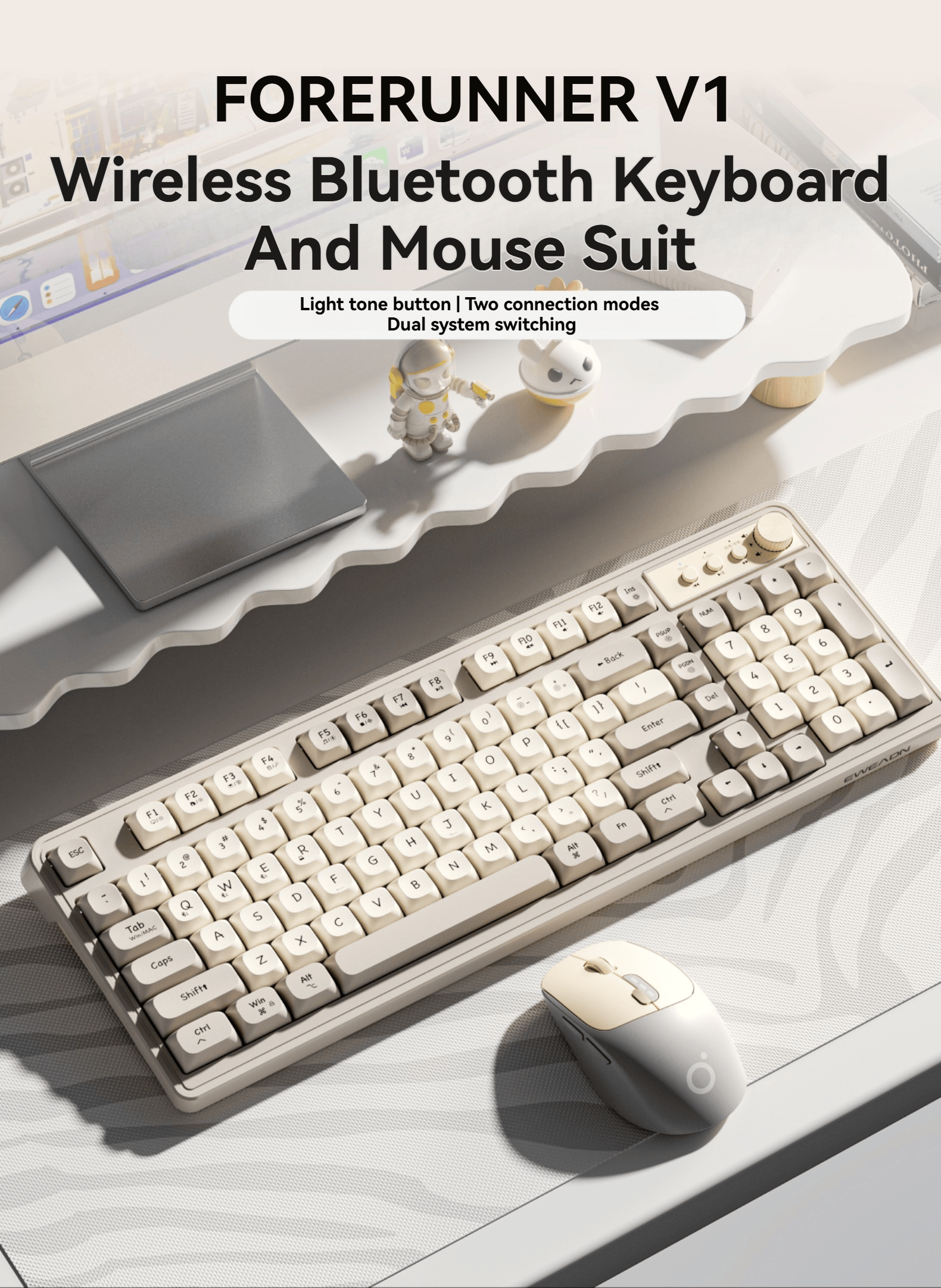 【Fast Shipping】 V1 Bluetooth Wireless Keyboard Mouse White Light ...