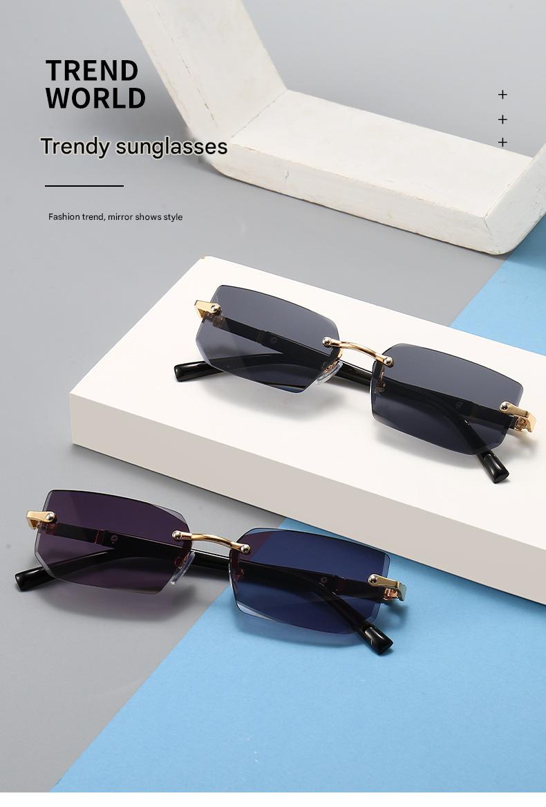 Designer Rimless Sunglasses – Retro UV400 Cutting Lens Shades | Shopee ...