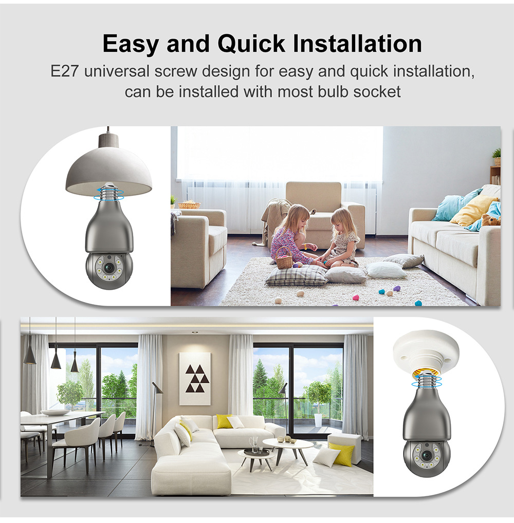 tuya CCTV 1080P panoramic WiFi camera Bulb cameras IR Night vision ...