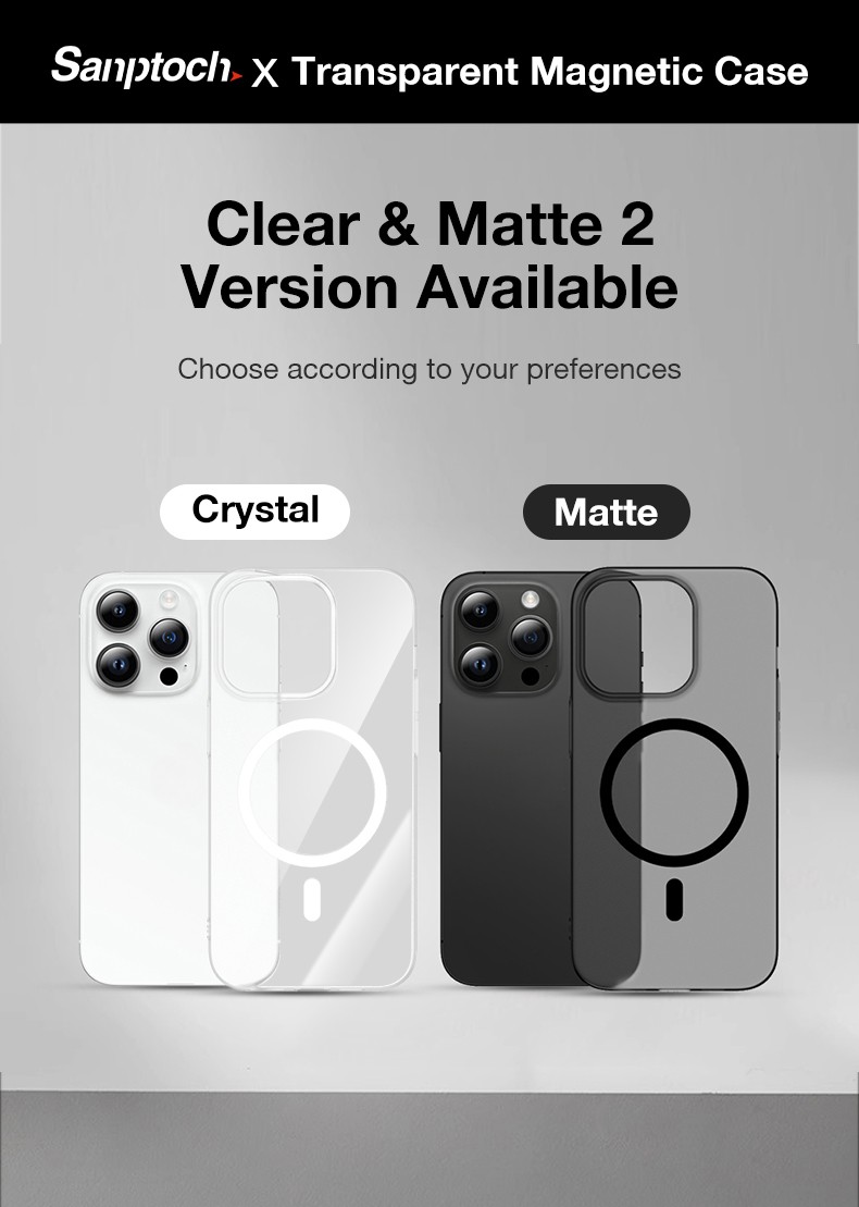 【Non-Yellowing】Sanptoch For Magnetic Crystal Clear Phone Case For ...