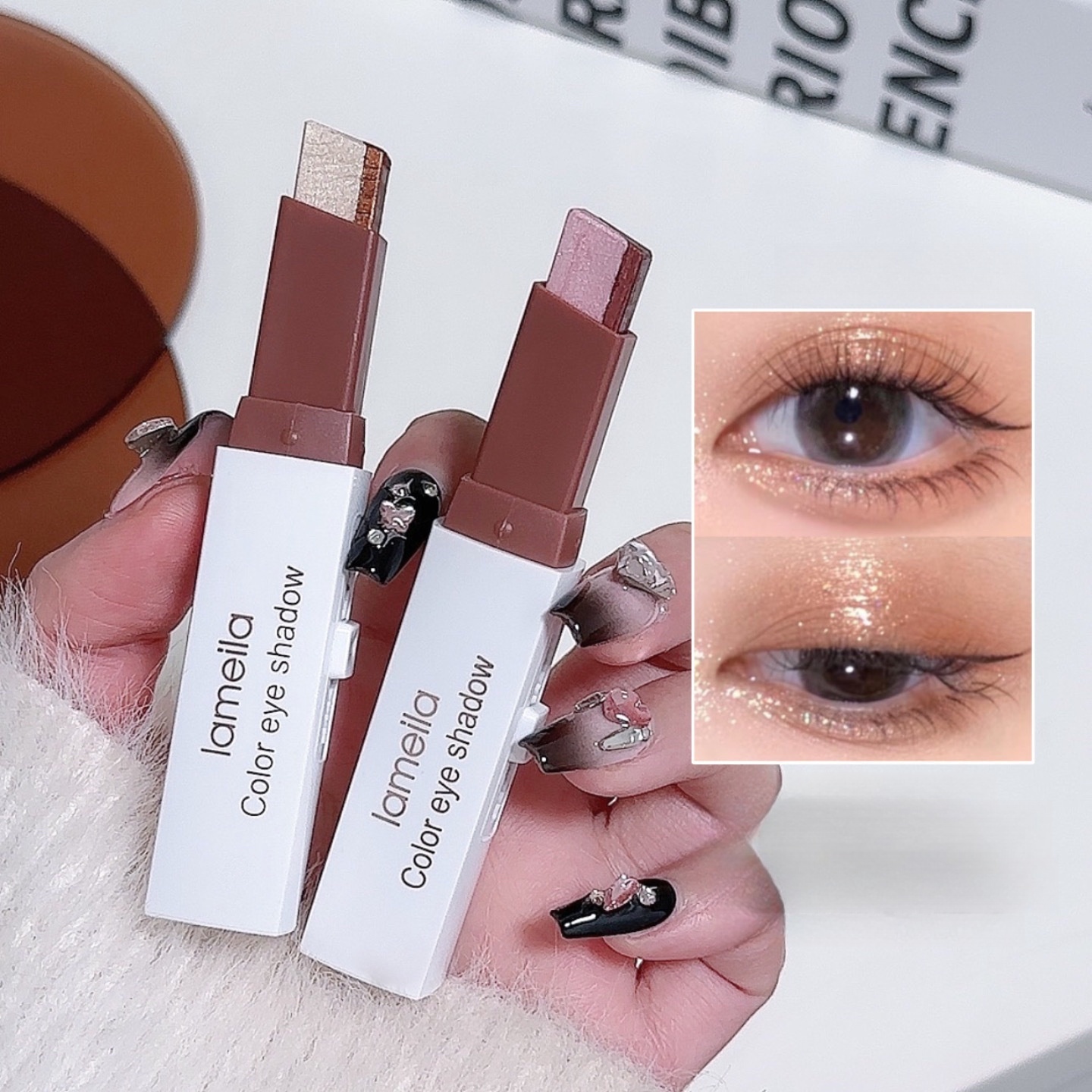 Dual-Color Eyeshadow Stick Smudge-Proof Waterproof & Gradient Auburn ...