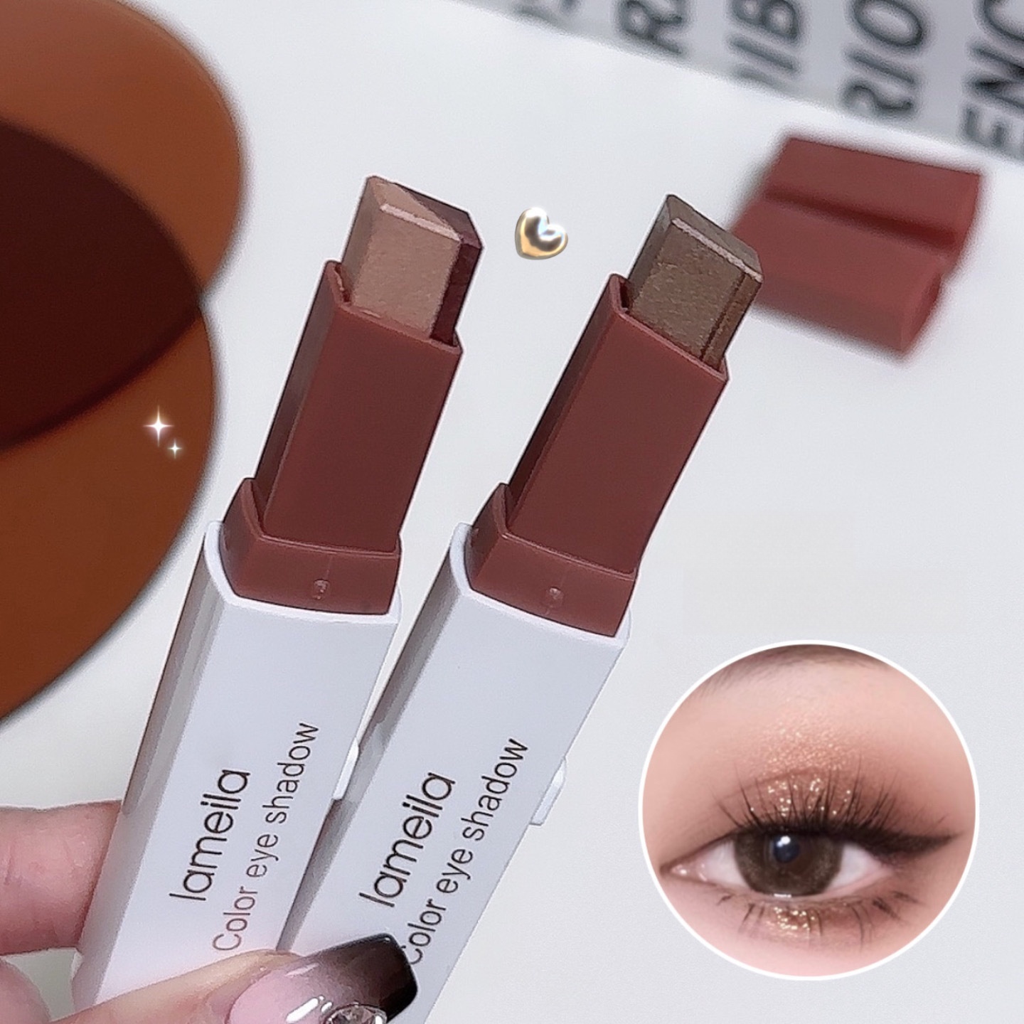 Dual-Color Eyeshadow Stick - Smudge-Proof, Waterproof & Gradient Brown ...
