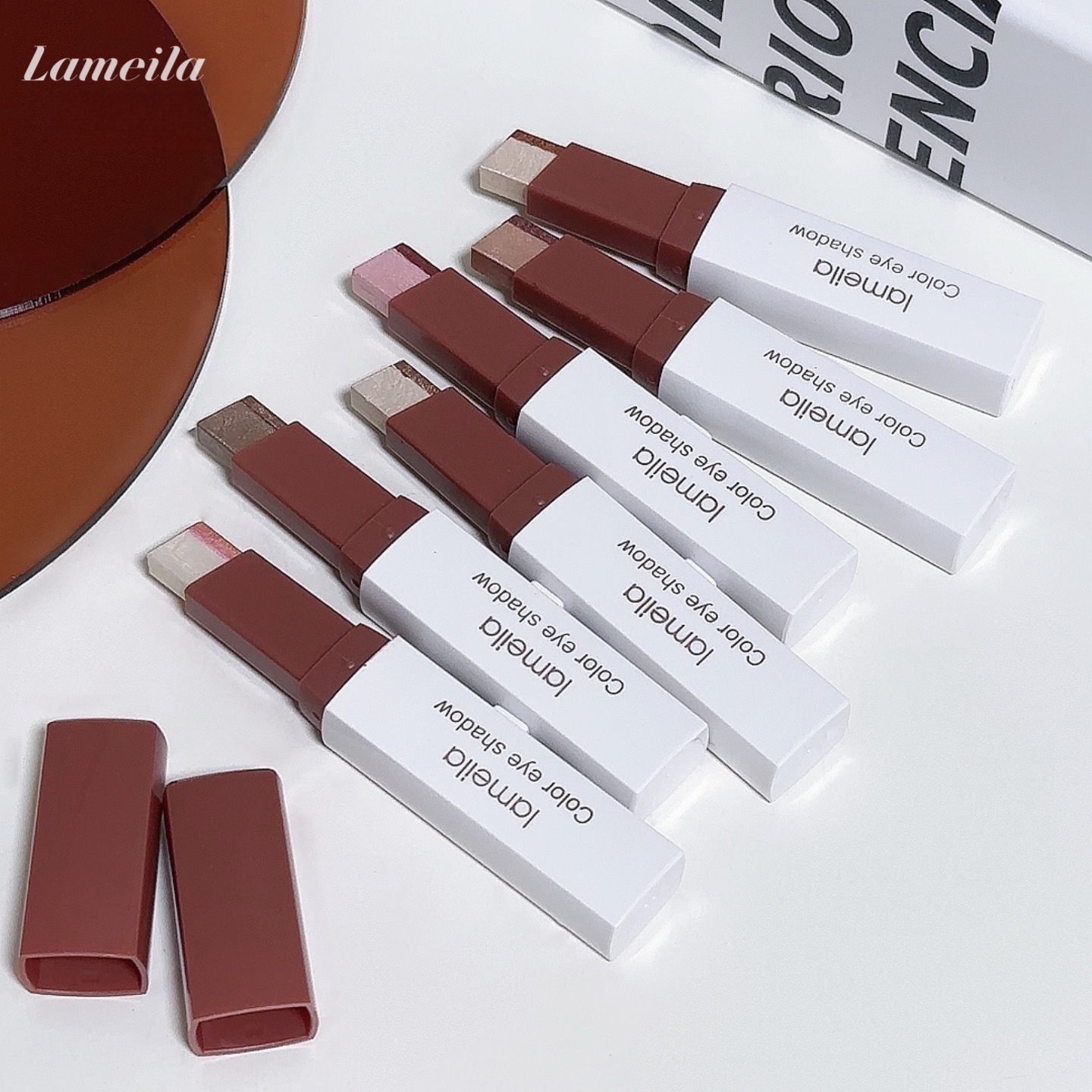 Dual-Color Eyeshadow Stick - Smudge-Proof, Waterproof & Gradient Brown ...
