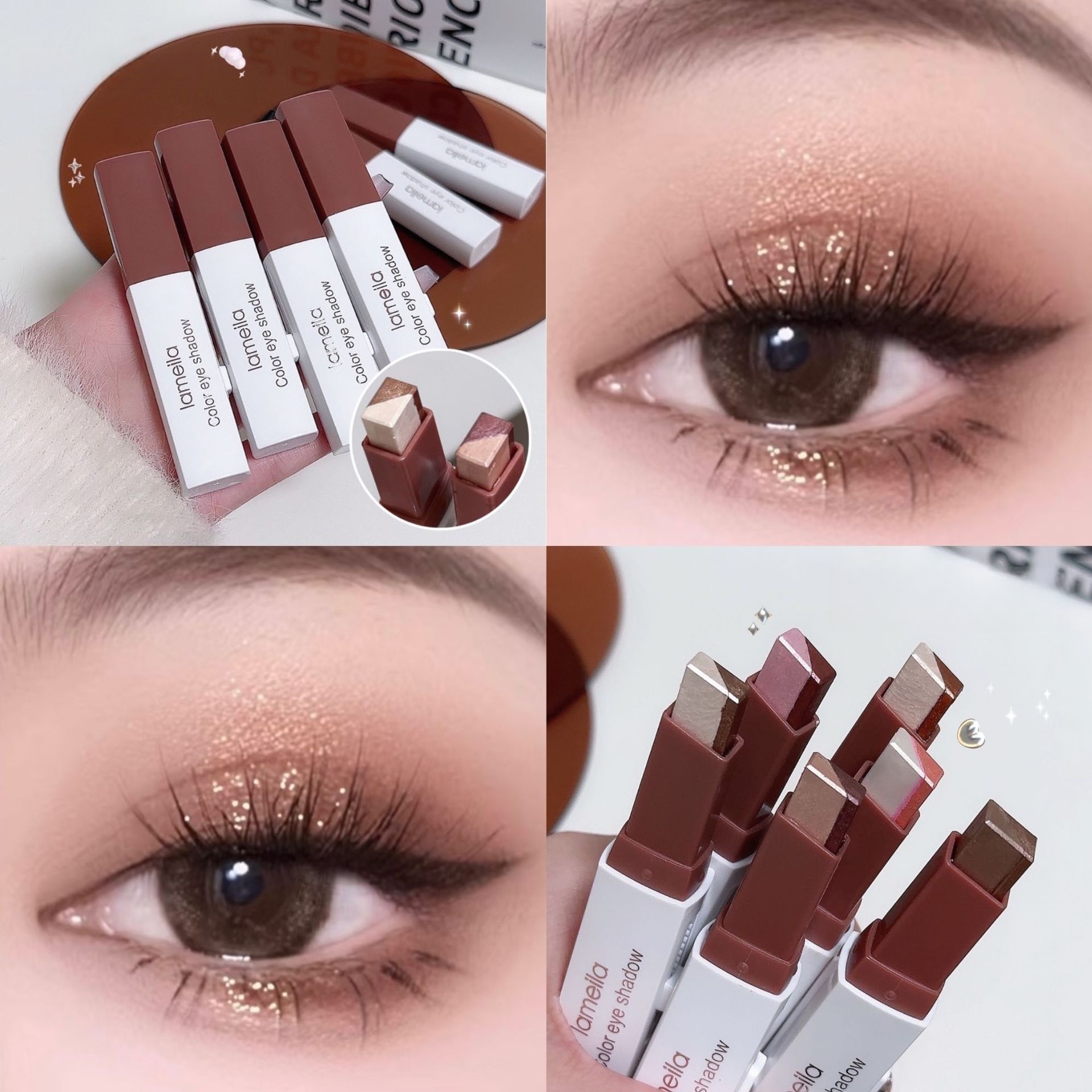 Dual-Color Eyeshadow Stick - Smudge-Proof, Waterproof & Gradient Brown ...